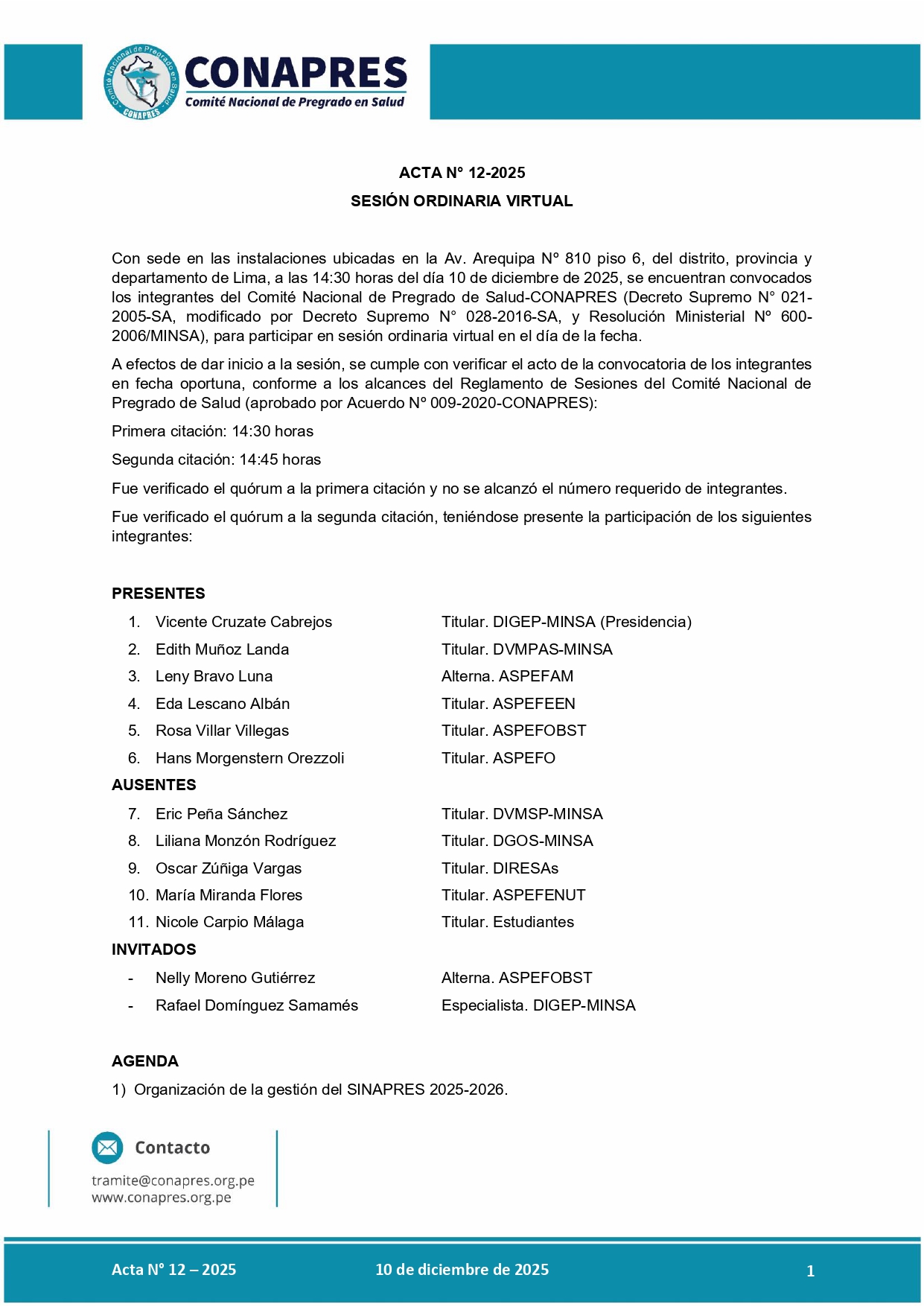 CONAPRES: Comité Nacional de Pregrado en Salud
